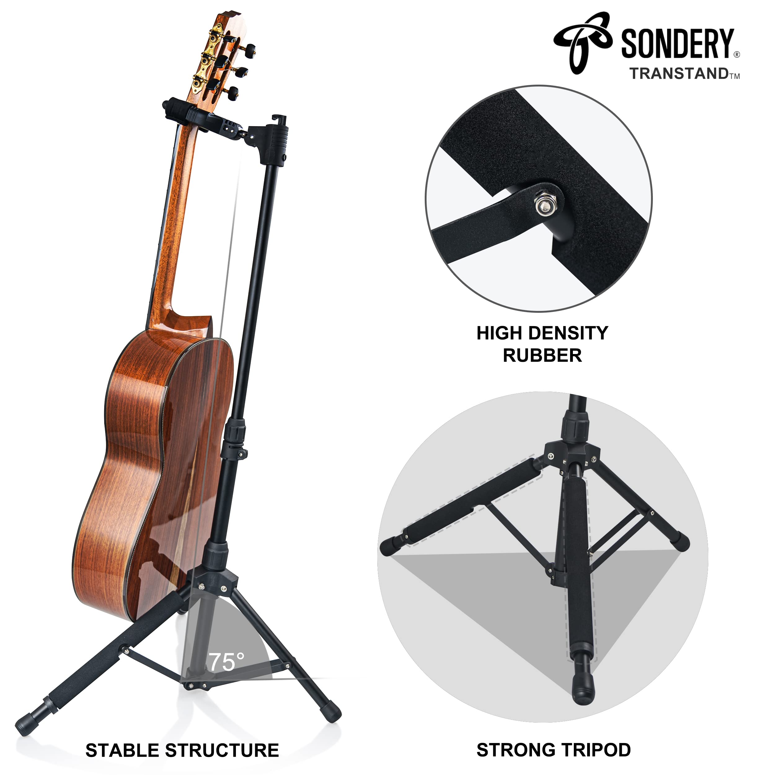 Guitar Stand for Acoustic Guitars, Collapsible Floor Stand Only for Guitars with Even Head, Friendly for All Guitar Finishes