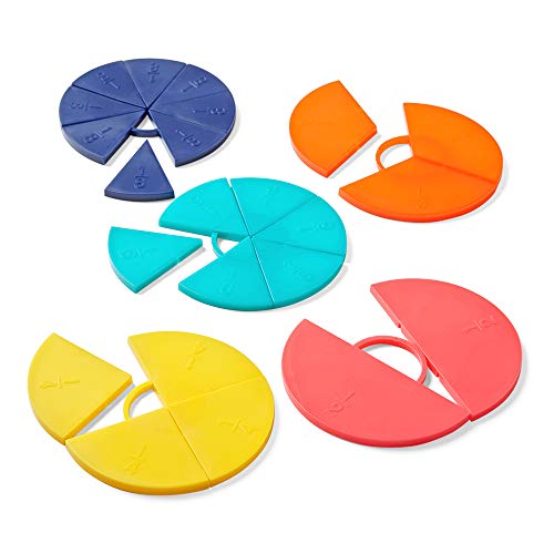 hand2mind Plastic Double-Sided Decimal and Fraction Tiles, (Set of 51) & Plastic Connecting Fraction Circles, Fraction Manipulatives, Unit Fraction, Rainbow Circle Math Manipulatives, (Set of 5)