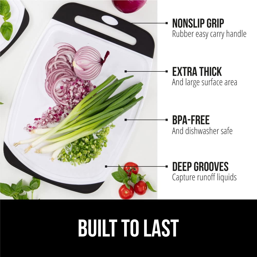 Gorilla Grip Drawer and Shelf Liner and Durable Kitchen Cutting Board, Shelf Liner Size 12 in x 20 FT, Strong Grip, Cutting Board Set of 3, Nonslip Handle and Border, Both in Black, 2 Item Bundle