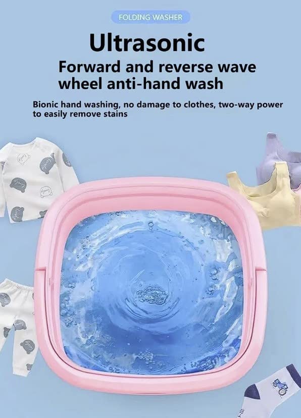 FlexiWash Portable Washing Machine, Mini Washing Machine with 3 Modes Deep Small Foldable Bucket Washer for Camping, RV, Travel, Small Spaces, Lightweight and Easy to Carry