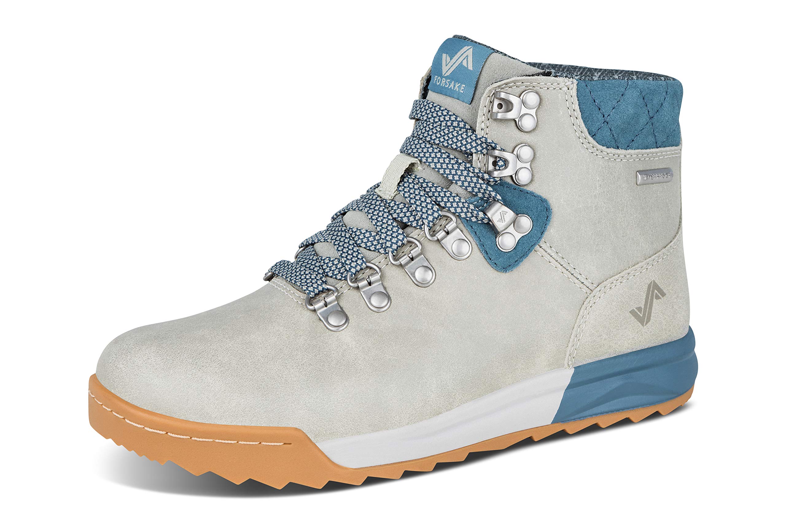 Forsake™ Patch Waterproof Walking Boots for Women – Leather Construction – HydroGuard™ Internal Membrane Fog/Azure 7.5 B - Medium