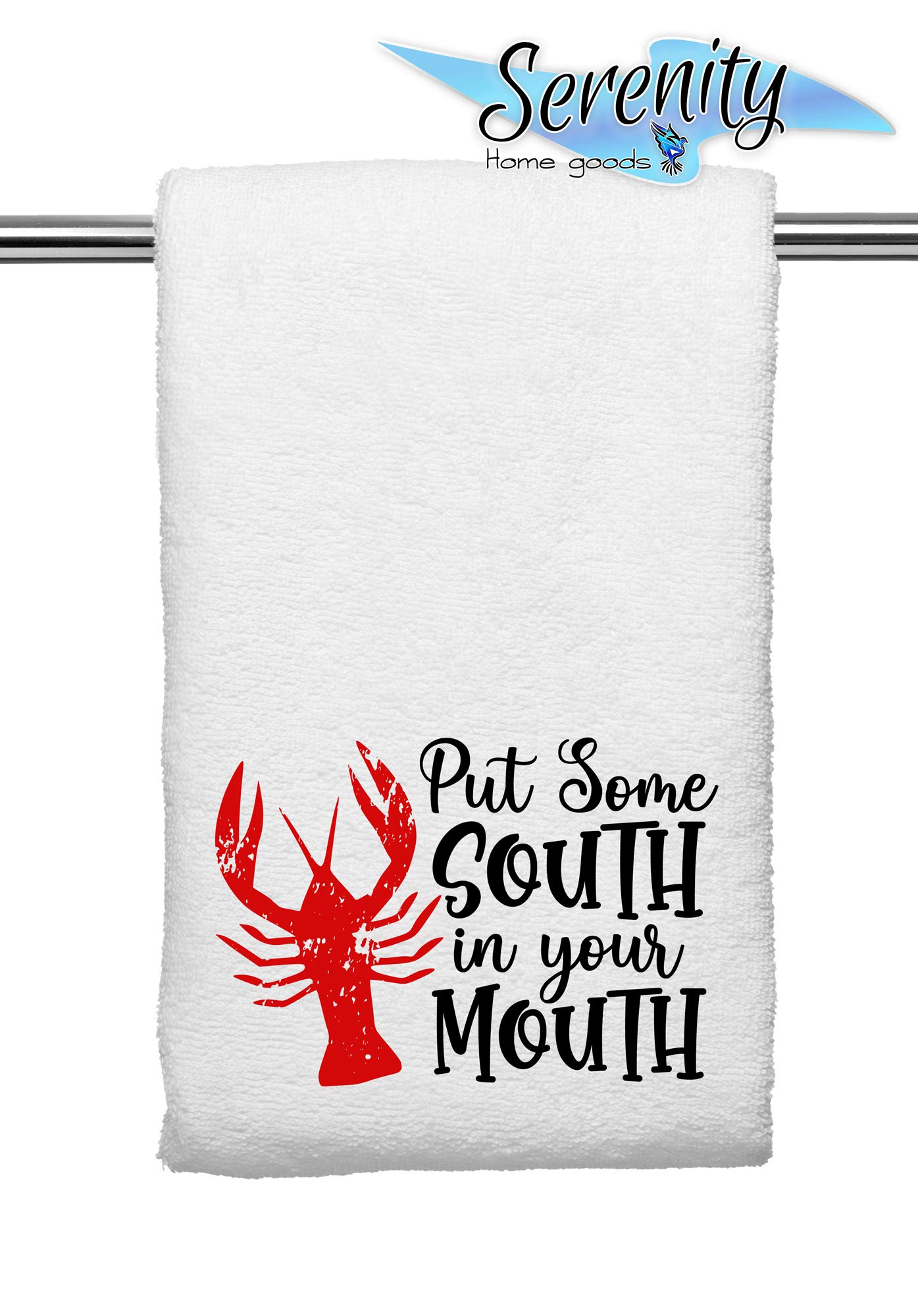Funny Novelty Bath Hand Towels | Crawdad | Cajun Crawfish Bayou Summer Southern Decor | Hilarious Adult Crude Humor Home House Warming Wedding Gift Present