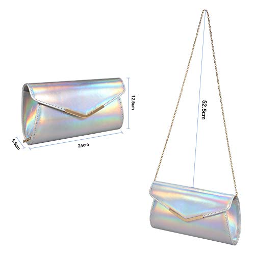 expouch Evening Bag Envelope Clutch Handbag with Shoulder Strap for Women Party Wedding Formal Bridal Cocktail