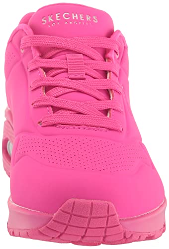 Skechers womens Skecher Street Women's Uno - Night Shades Sneaker, Pink Hot Pink Durabuck Htpk, 9 US