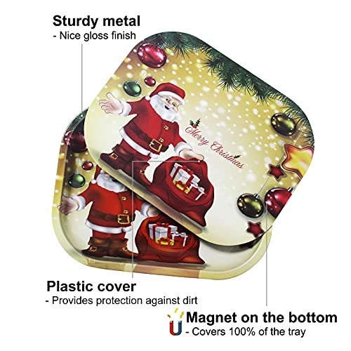 Premium Metal Tray with Soft Magnetic Lid,Small Metal Tray with Spill Proof Cover,Cute Decorative Trays,Perfect for Home and On-The-Go,7" x 5.5" (Green)