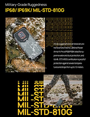 Ulefone Armor 14 Pro 10000mAh Rugged Smartphone, Android 12, 6GB+128GB, Helio G85 Octa-core Waterproof Rugged Phone, 6.52β HD+, 20MP AI Camera, Fast Charging Unlocked Cell Phones, Dual Sim 4G