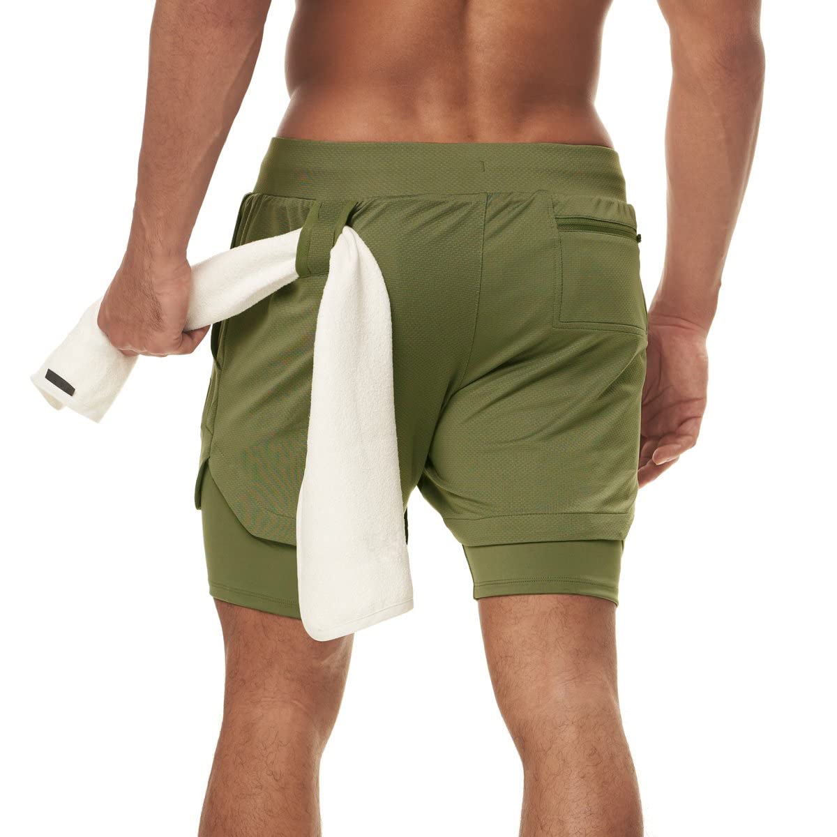 FLYFIREFLY Men's 2-in-1 Workout Running Shorts 7" Lightweight Gym Yoga Training Sport Short Pants