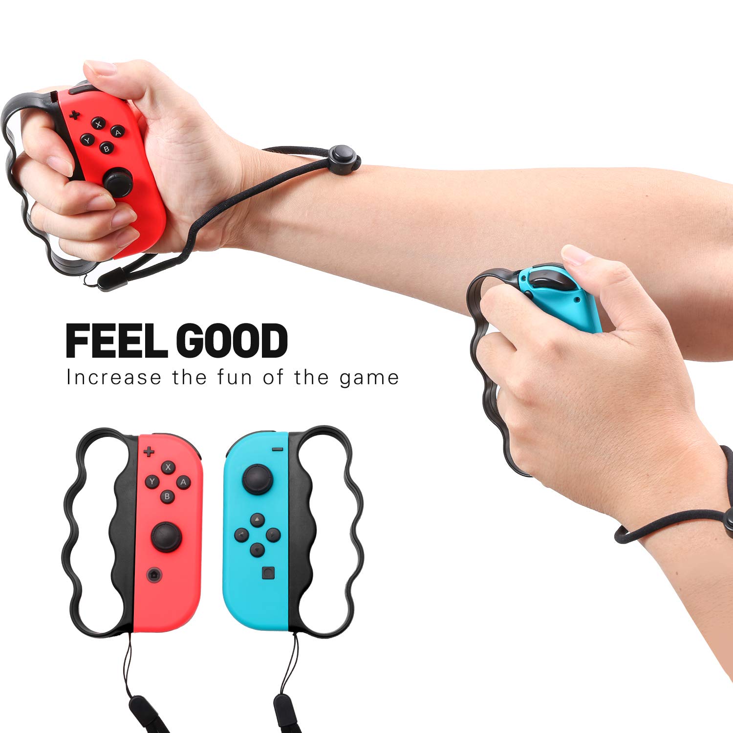 Grips for Fitness Boxing Switch, Controller Accessories Compatible with Nintendo Switch Sports and Switch Boxing Game, 2 Packs-Black