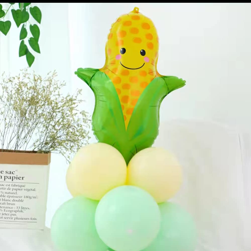HORUIUS Corn Balloons Vegetables Corn Foil Mylar Balloons for Baby Shower Corn Themed Party Birthday Decoration Supplies 28 inch 5PCS