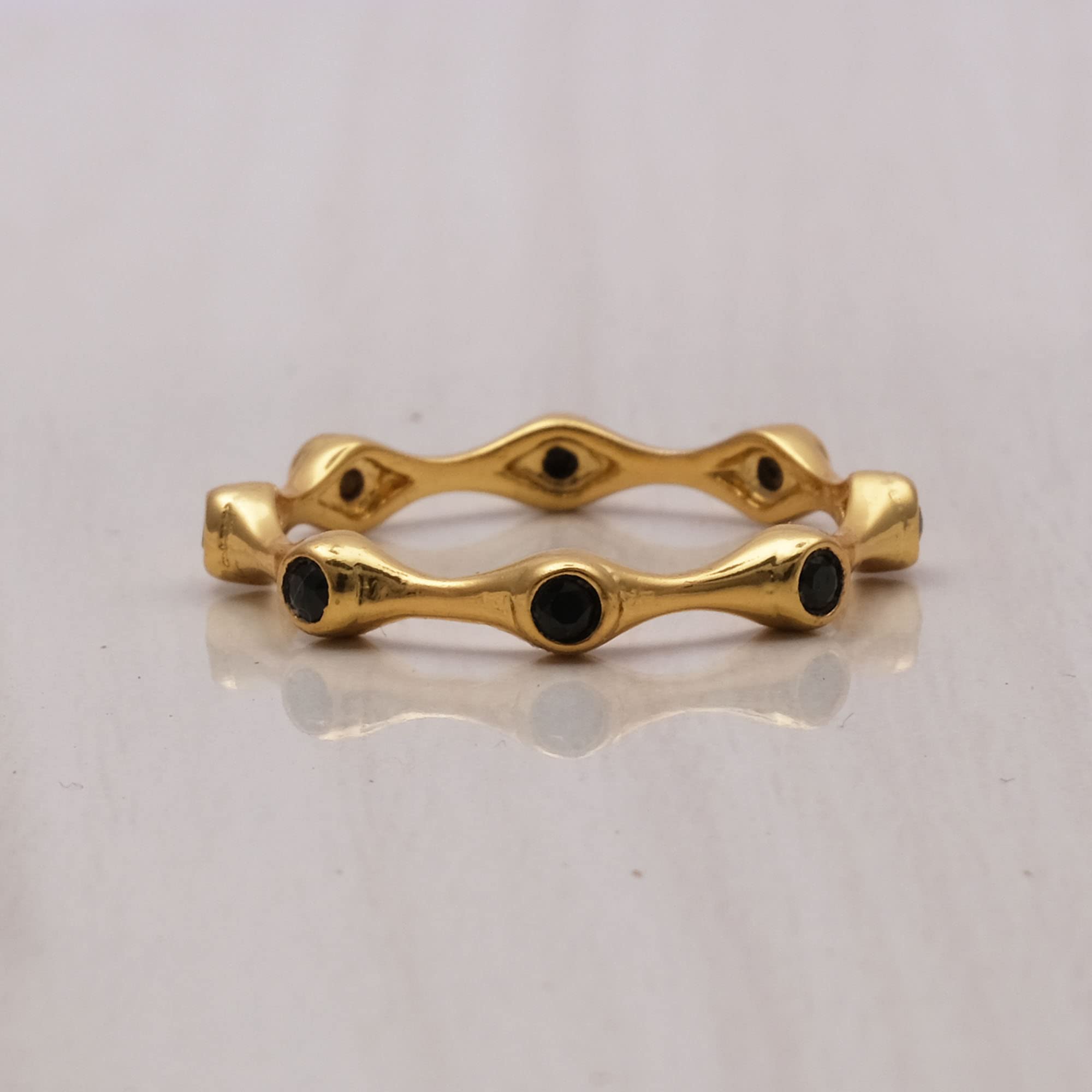 Gemstone 2 Mm Round Shape Black Onyx Band Ring | Gold Plated Bezel Sett Wholesale Brass Jewelry | Handmade Ring For Women | 2114 2
