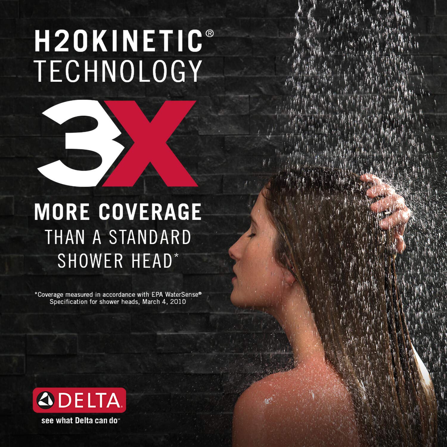 Delta Faucet 4-Spray Touch-Clean H2Okinetic In2ition 2-in-1 Dual Hand Held Shower Head with Hose and Magnetic Docking, Stainless 58473-SS