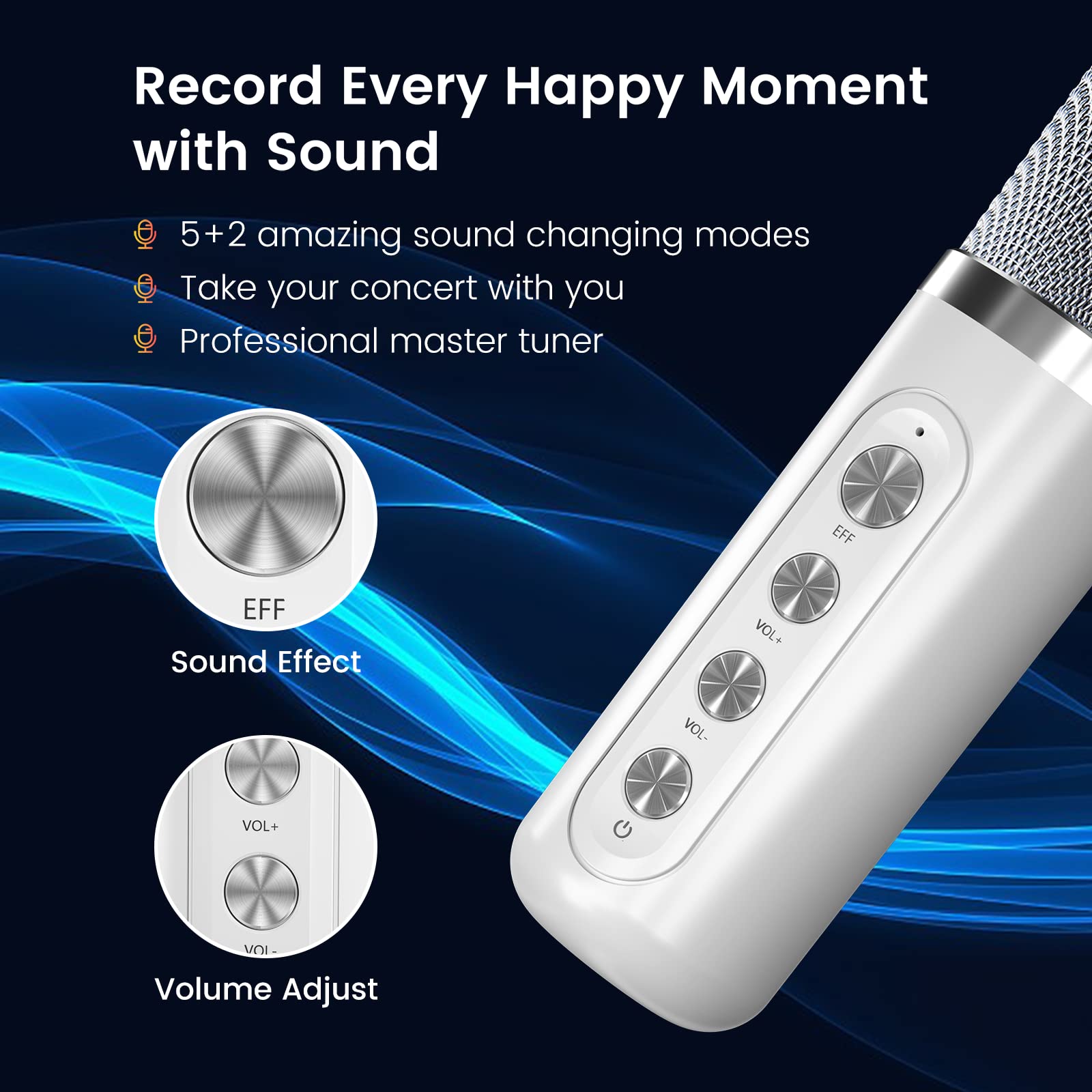 Karaoke Machine with 2 Wireless Microphones for Adults/Kids, 2023 Upgraded PA Speaker System, Singing Machine with Echo and Vocal Cut, Supports TF, AUX-in, for Home Party, Meeting, Wedding