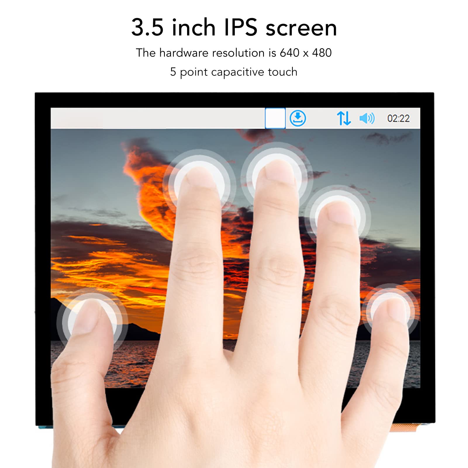 Luqeeg Touchscreen Monitor, 3.5 Inch Capacitive Touch Screen, USB Type C 5 Point Touch LCD Display, 640X480 IPS Display Touchscreen, 170 Degree Ultra Wide View Angle Display for Home