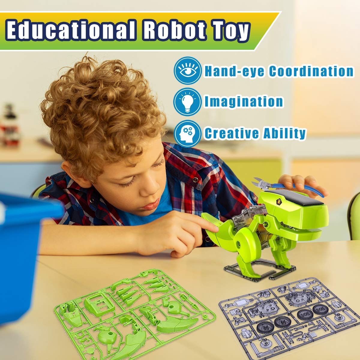 Dinonano Dinosaur STEM Solar Robot Toys for Kids - 3 in 1 Building Games Educational Science Coding Engineering Kit for Boys Ages 5 6 7 8-12 STEM Toys Dinosaur Gift School Family Creative Activities