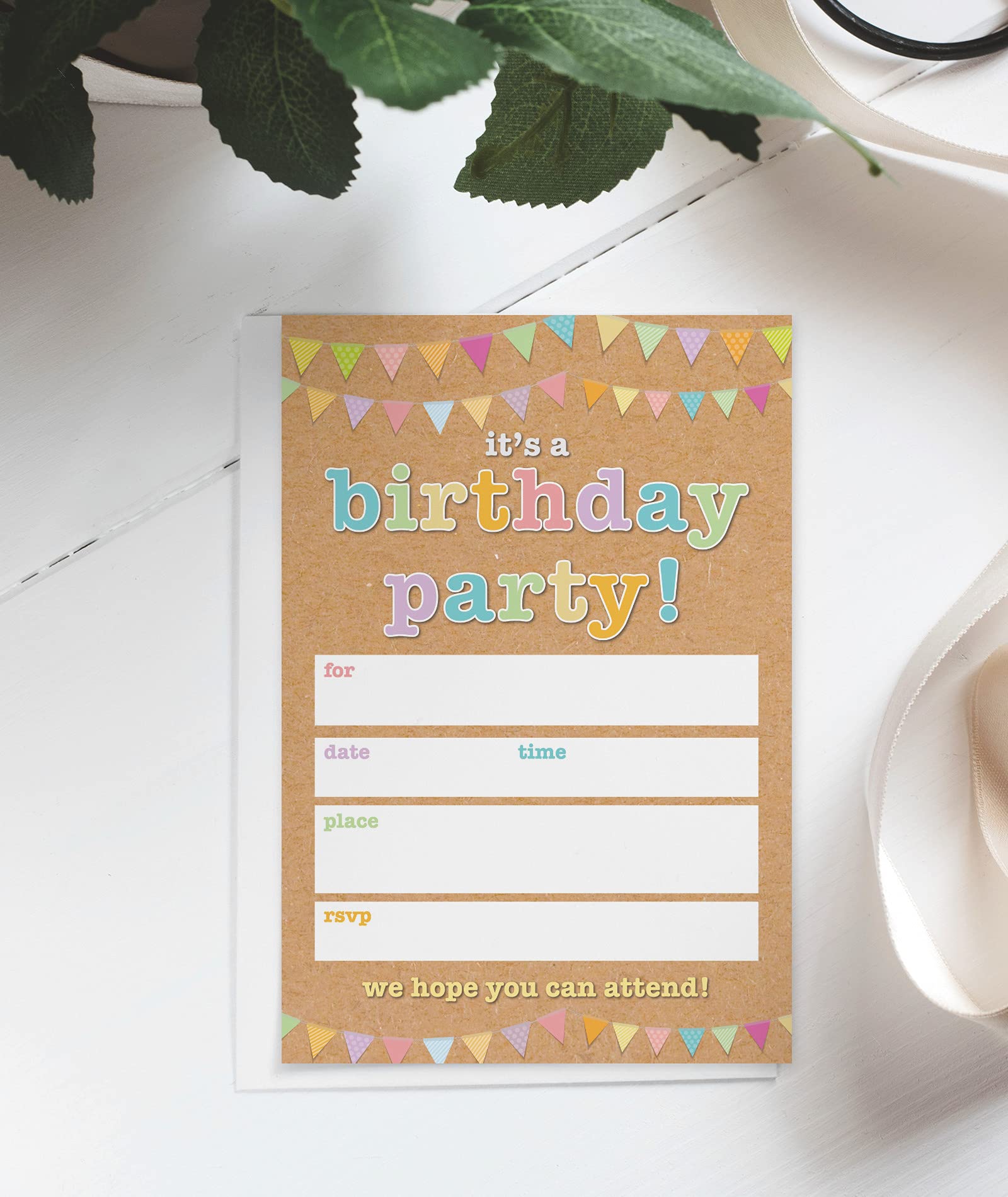 Stonehouse Collection Rustic Birthday Party Fill-in Invitations With Envelopes - Kids Party - 25 Invites & Envelopes - Birthday Party (Rustic Birthday)