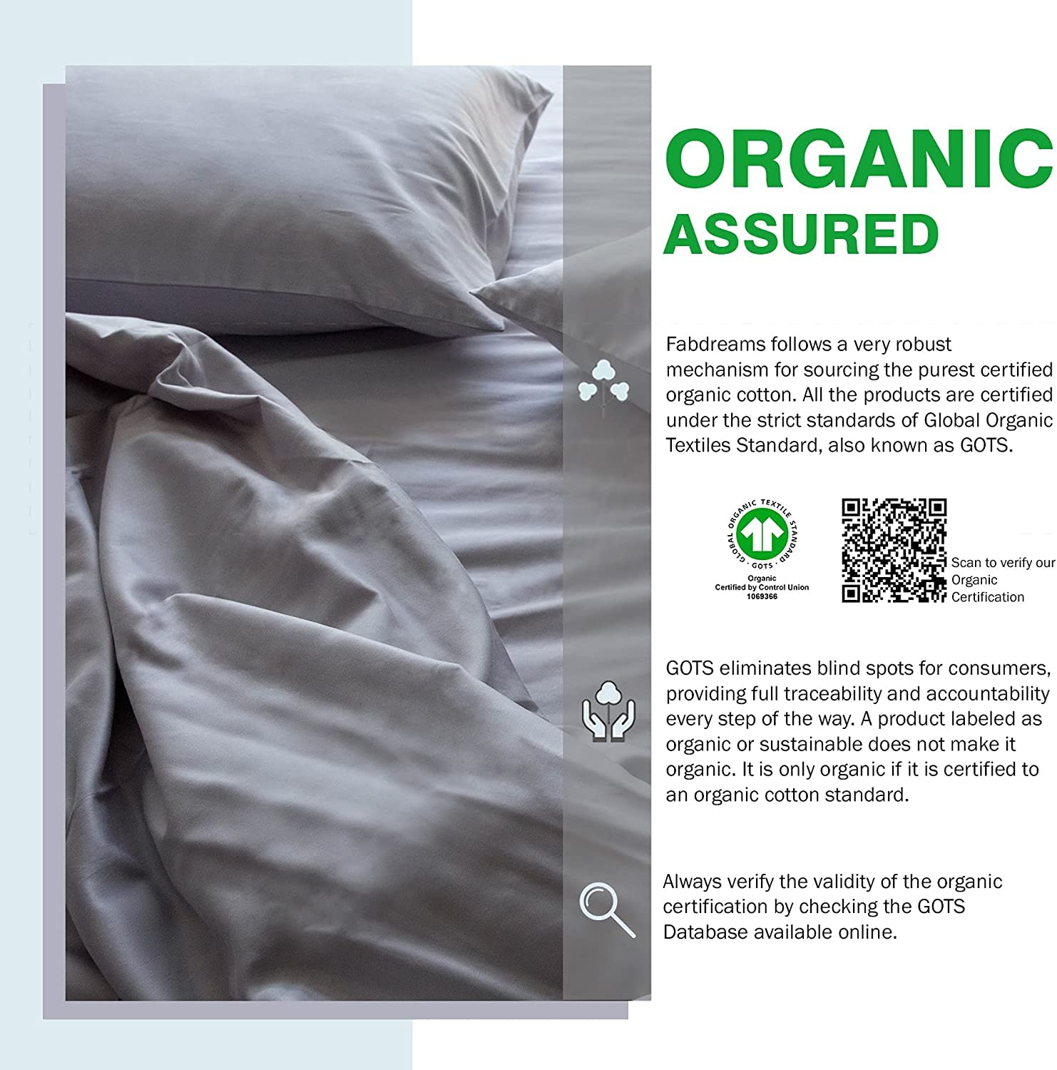 Fabdreams 100% Organic Cotton California King Size Sheet Set | 400 Thread Count Sheet Set | GOTS Certified | Long Staple Cotton | Upto 17" Elasticised Deep Pockets | Soft Silky Shiny | White