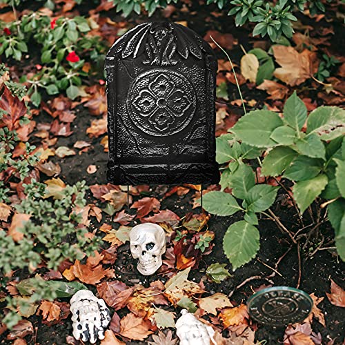 Hotop Halloween Tombstone Metal Stakes Foam Graveyard T Shape Decorative Gravestone for Yard Lawn Outdoor Garden Decorations(36 Pack), Black and Silver, approx. 6.5 x 3 inches (Stakes-IGBI95)