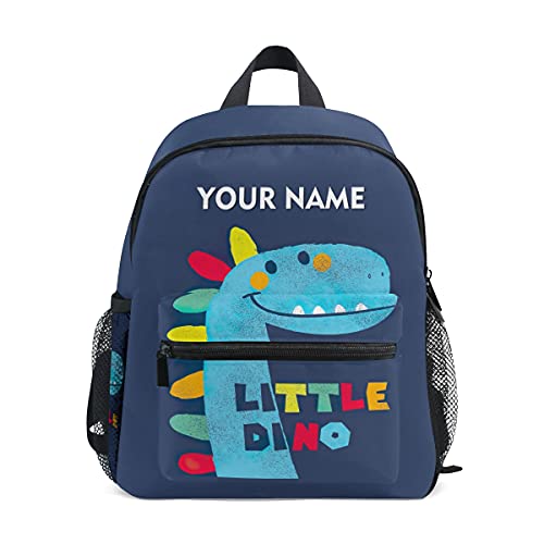 ODAWA Custom Backpack for Boys, Personalized Backpack with Name/Text, Customization Cute Dinosaur Blue Preschool Backpack Kindergarten