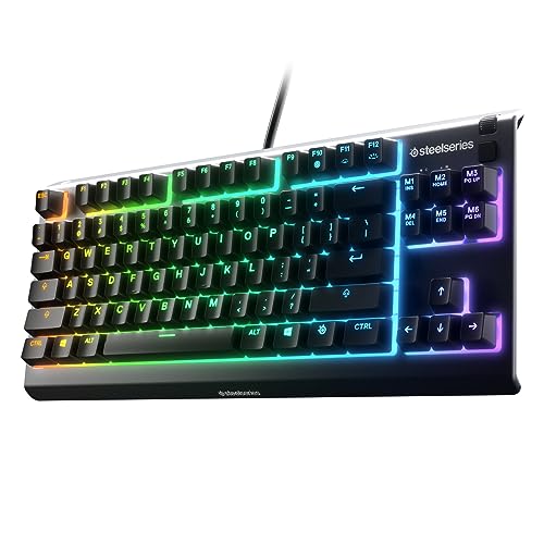 SteelSeries Apex 3 TKL RGB Gaming Keyboard â Tenkeyless Compact Form Factor - 8-Zone RGB Illumination â IP32 Water & Dust Resistant â Whisper Quiet Gaming Switch â Gaming Grade Anti-Ghosting,Black