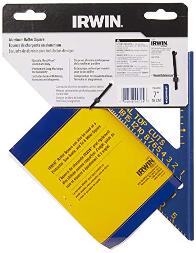 IRWIN Tools Rafter Square, Hi-Contrast Aluminum, Blue , 7-Inch (1794463)