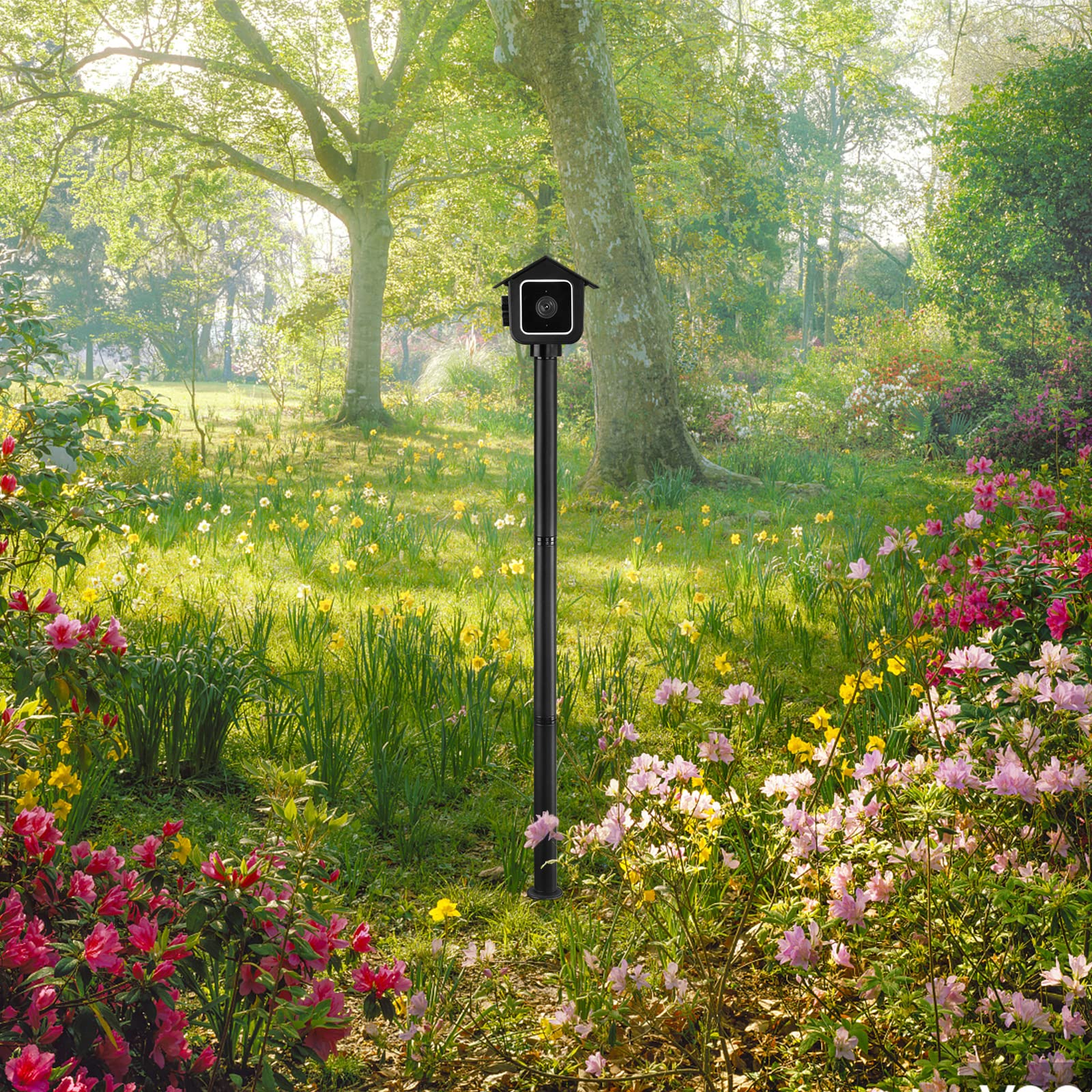 Holicfun Adjustable Ground Stake Mount with Weatherproof Cover for Wyze Cam v3 and Wyze Cam v3 Pro Camera, Black