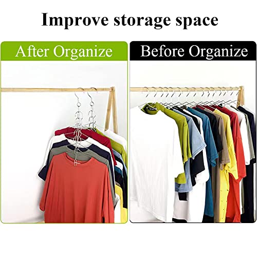 Hangers Space Saving Chain, Closet Organizer and Storage, Magic Hanger Stainless Steel Metal with 10 Holes for Hanging Clothes, College Dorm Room Essentials,Cascading Hangers Gain 90% More Space