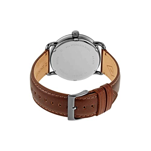 Fossil Men's Copeland Quartz Stainless Steel and Leather Three-Hand Watch, Color: Smoke, Brown (Model: FS5664)