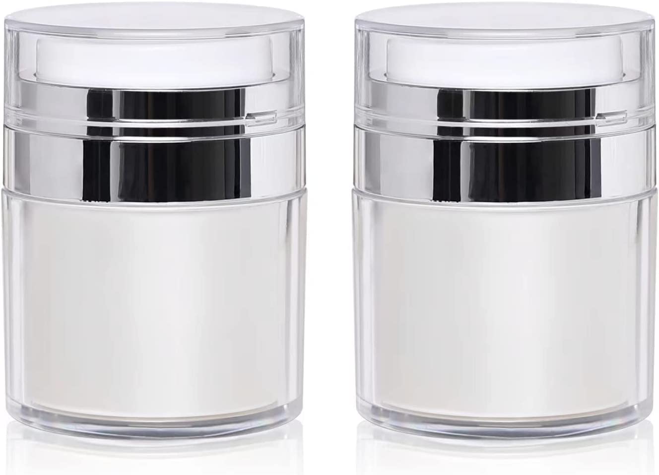 KOSIMI 2PCS Airless Pump Jar, Airless Pump Bottles, Moisturizer Container Used for Lotions, Creams, And Makeup, Travel Containers Push Down Pump Dispenser (1oz / 30ml)