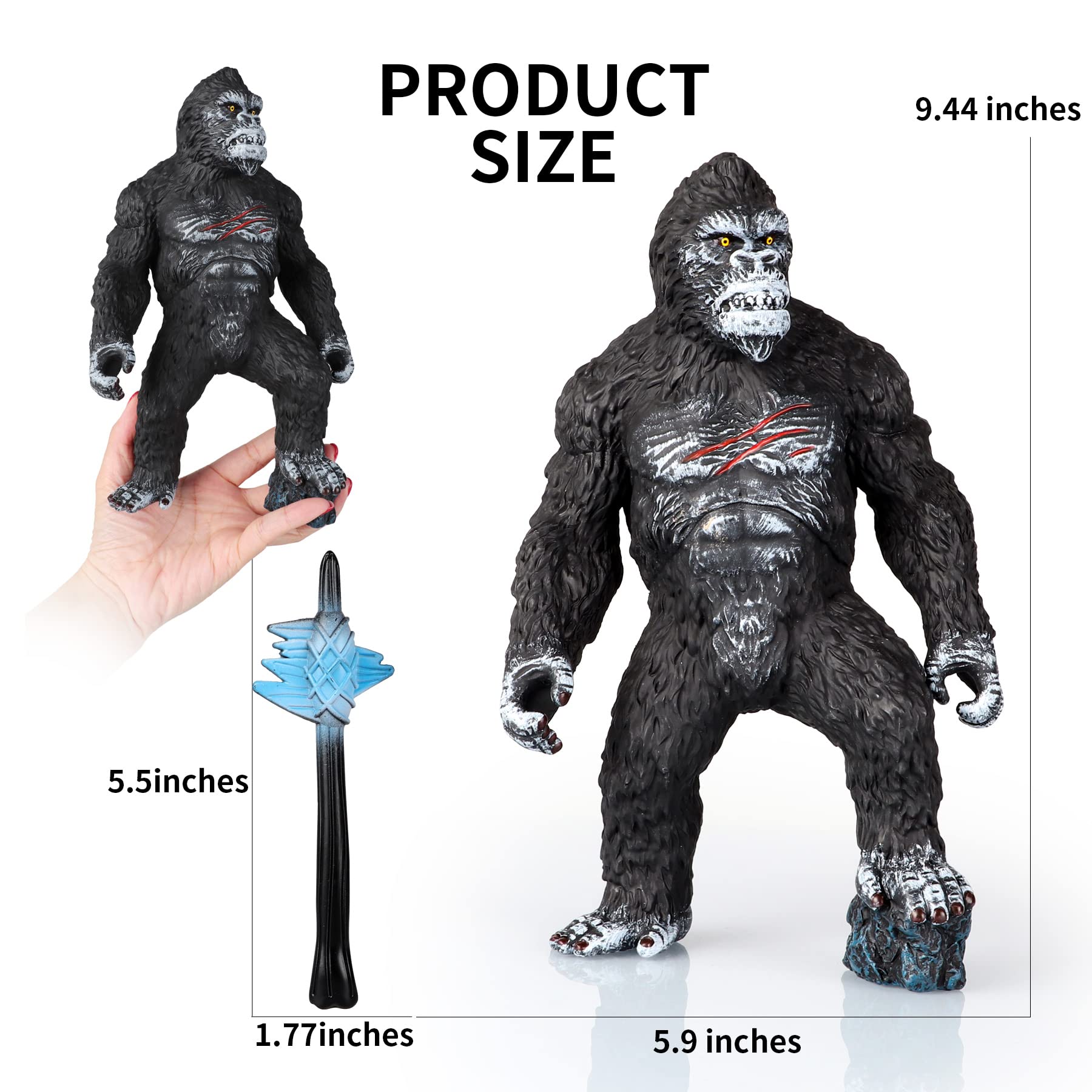 Happy dream King Kong Gorilla Realistic Action Figure Toy Movie 2021 Detachable Tomahawk Weapon Chimpanzee Simulation Model Collection Decoration Gift