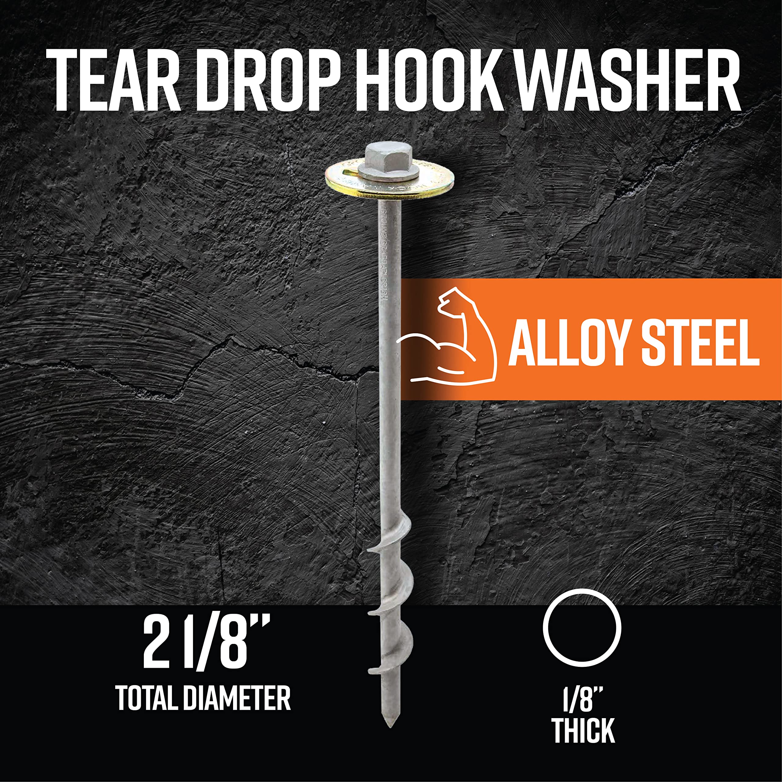 GROUNDGRABBA Teardrop Hook Washer 6 Pack for Wide Loops | Specifically Designed for Wide Diameter Holes | 6X GroundGrabba Teardrop Hook Washers