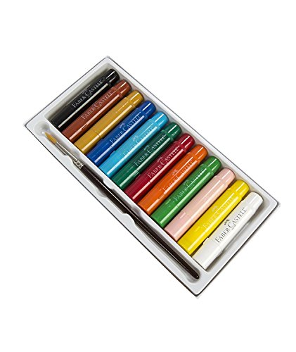 Faber-Castell Gel Sticks - 12 Twistable Watercolor Crayons for Kids with Brush - Watercolors for Kids