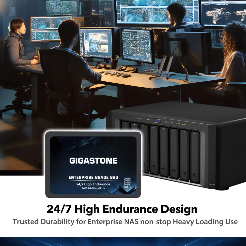 Gigastone Enterprise SSD 2TB NAS SSD Drive Cache (2-Pack) 24/7 Durable TLC High Endurance Business Server Data Center RAID Network Attached Storage 2.5" SATA Internal Solid State Hard Drives