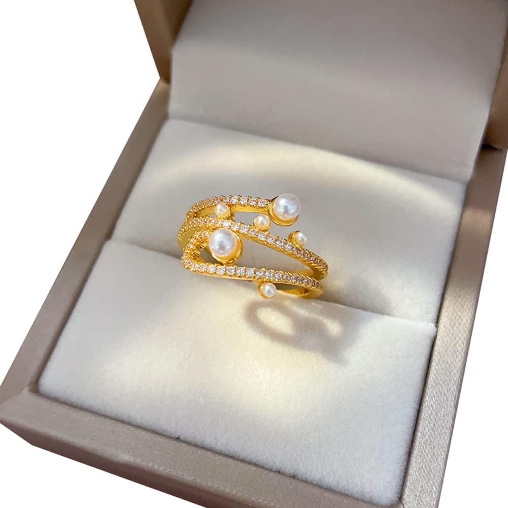 Gold Plated Rings for Women Knuckle Rings Open Rings Adjustable (A)