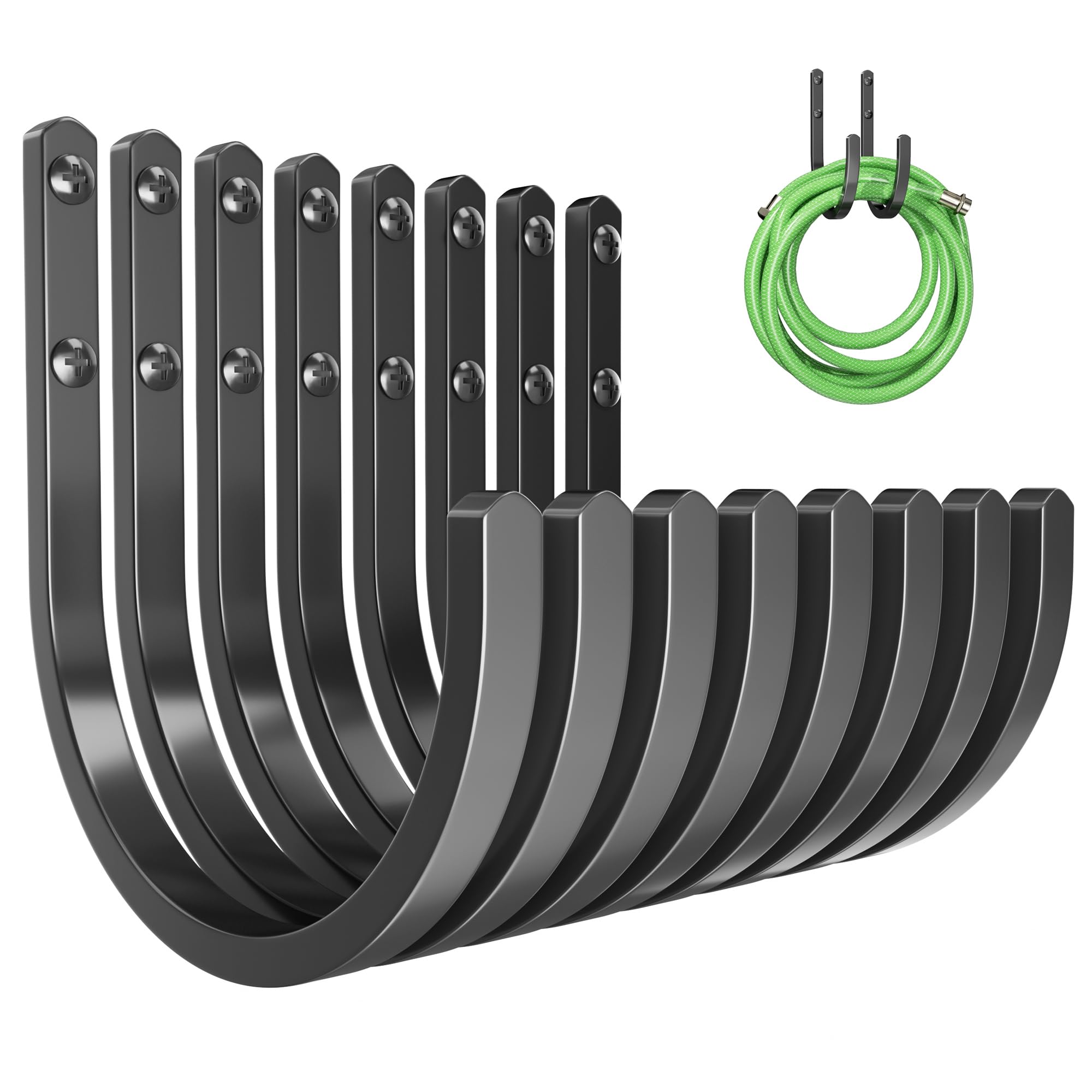 songsoso Garden Hose Holder Wall Mount - Heavy-Duty Aluminum Hose Hanger for Outside, Durable Wall-Mounted Hose Holder for Garden & Outdoor Use(8 Hooks)