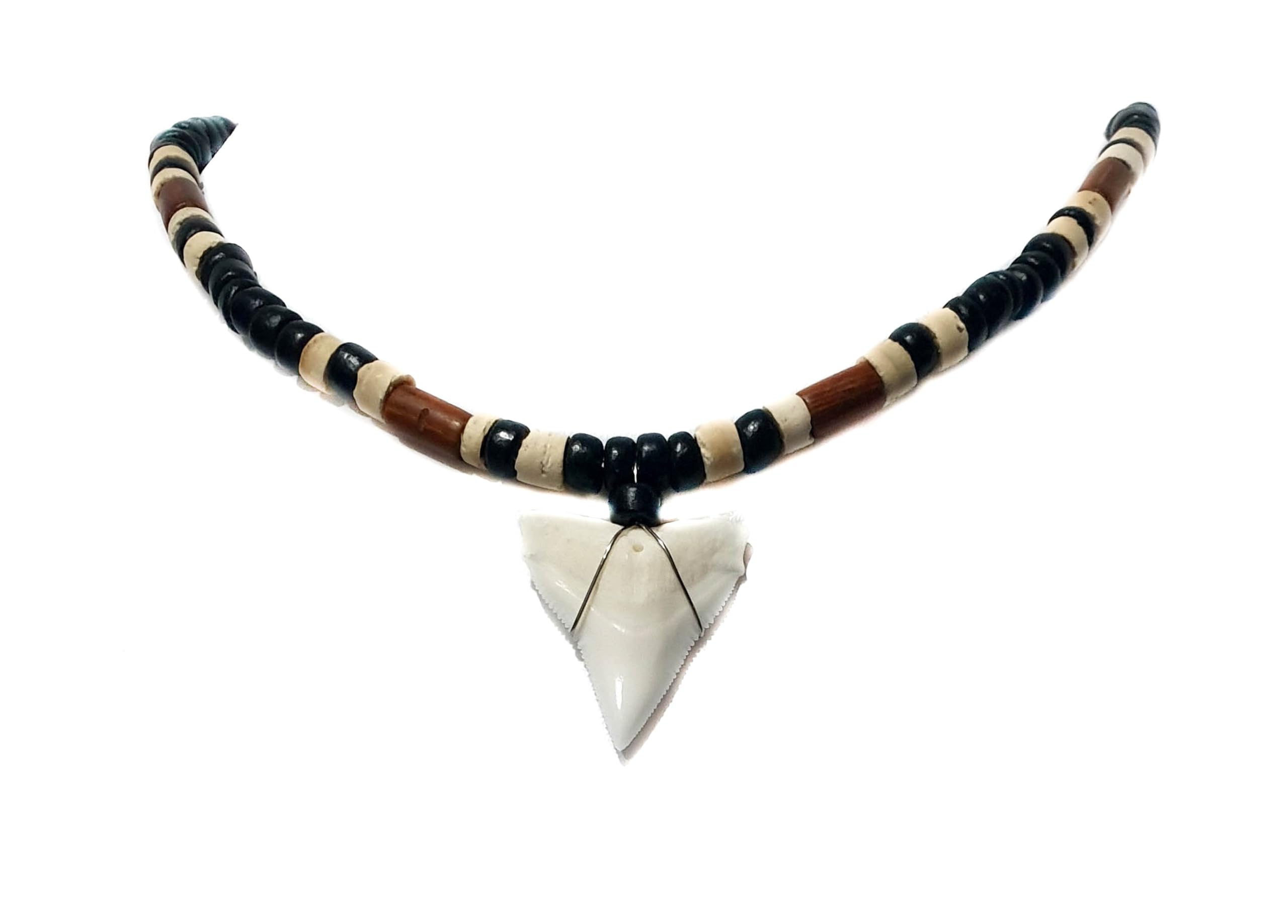 Genuine Mako Shark Tooth Beads Surfer Necklace for Men Women Handmade Boho Bohemian Jewelry GA390