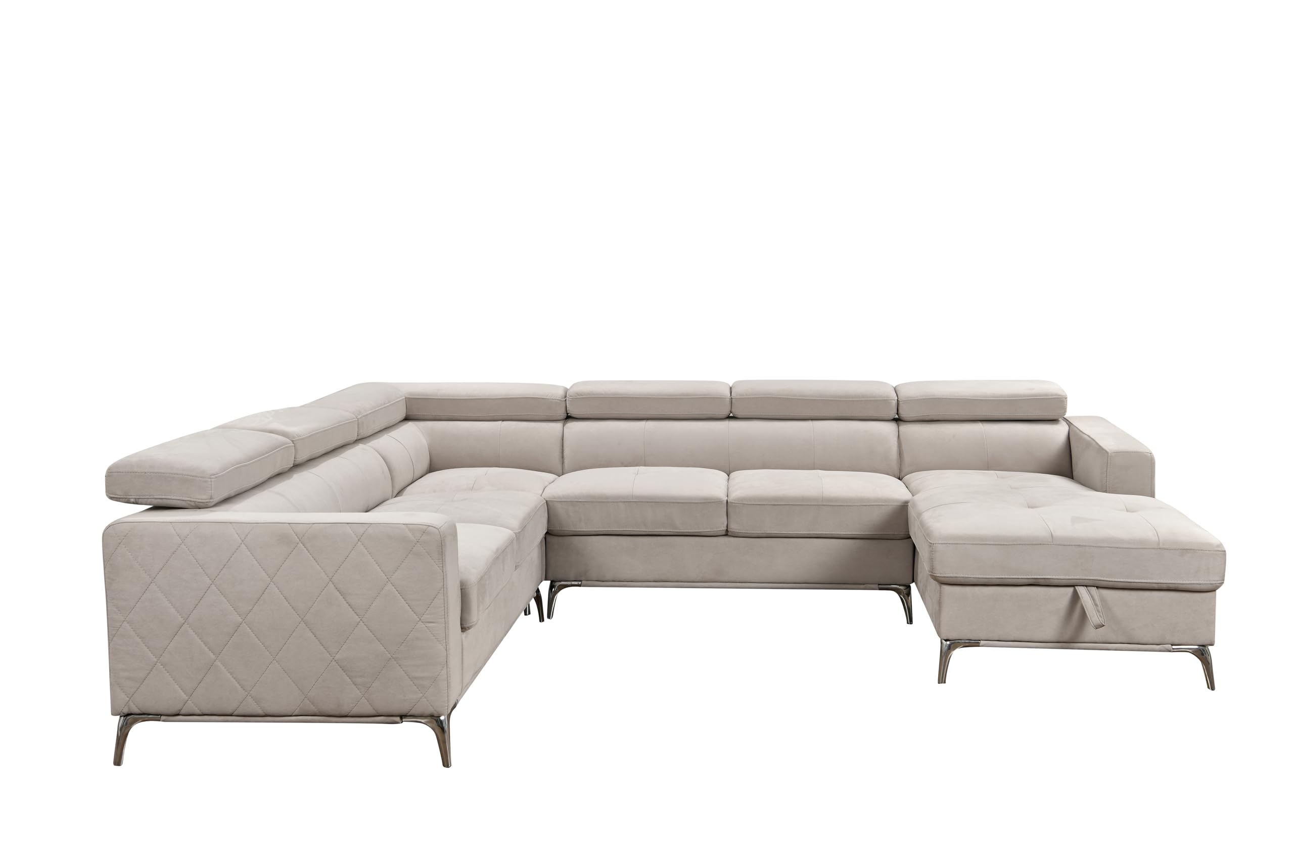 LUSPAZ 105 Inch Convertible L-Shape Sectional Sofa for Living Room, Apartment, 4 Seater Reversible Corner Modular Sleeper Couch Bed with Storage Chaise and 2 Stools for Large Speaces, Charcoal Gray