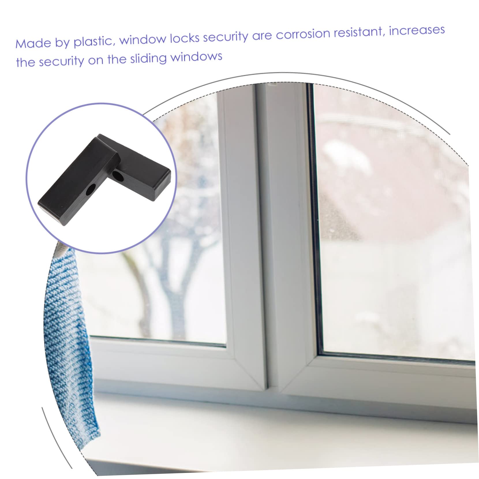 DOITOOL 40 pcs Windows Stoppers Inside Sash Office Sliding Stopper Security Bars Bar for Proof Door Adjustable Childproof Lock Keyless Window Locks Safety Home Black