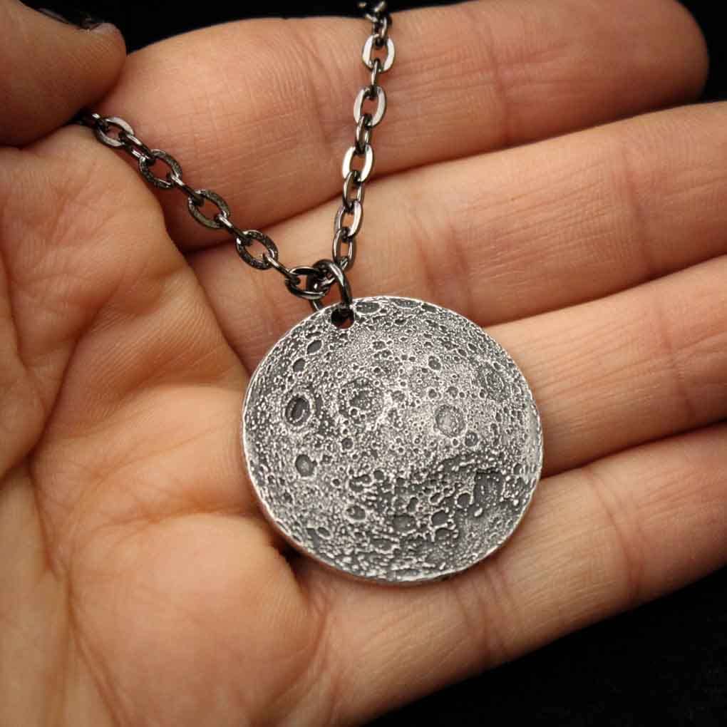 Full Moon Silver Necklace - Small | Celestial Lunar Reminder Token Pendant | Handmade by Shire Post Mint