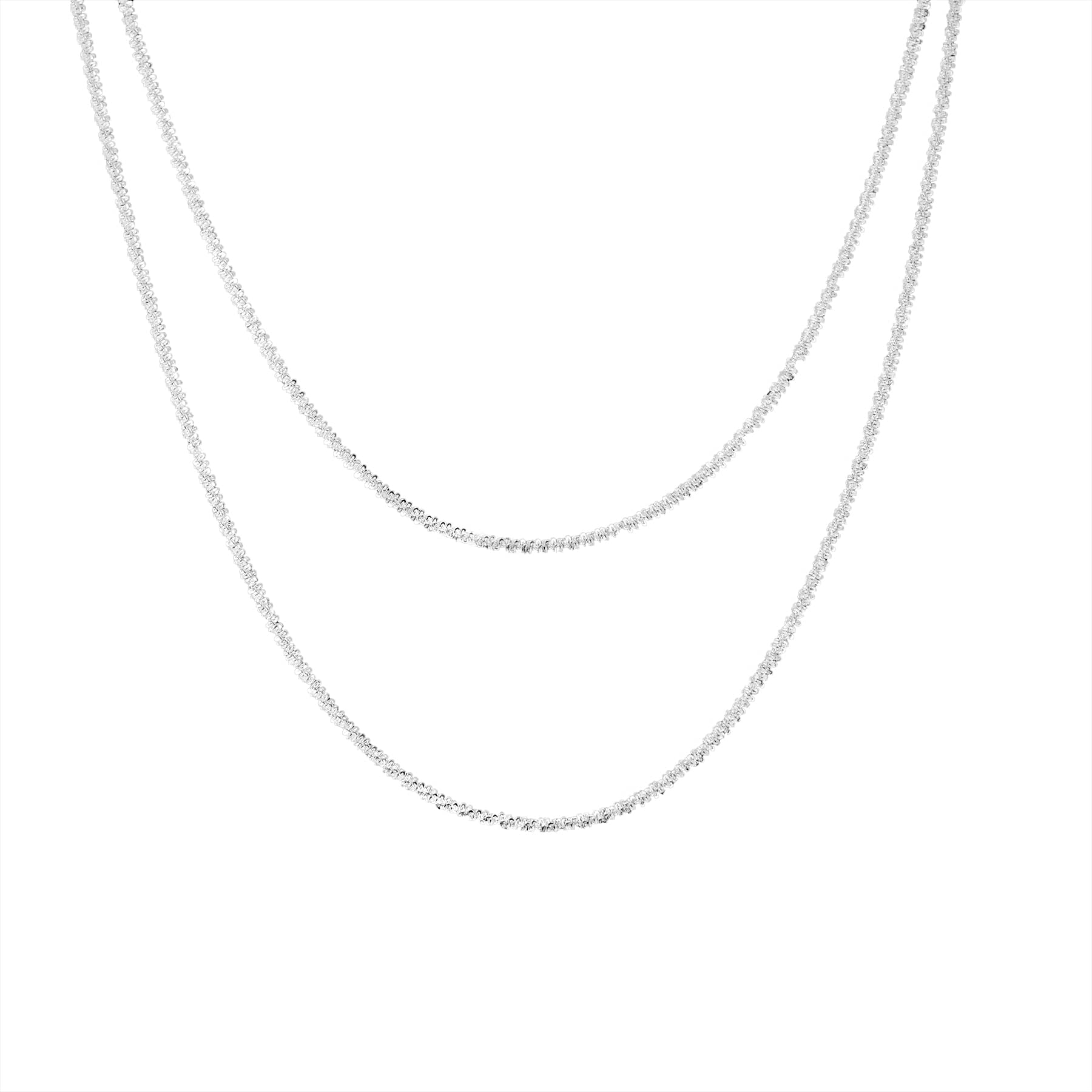 HEIMAXING Silver Sparkling Layered Necklaces For Women Clavicle Chain Choker Dainty Wedding Party Necklace (Two Layered Chain)