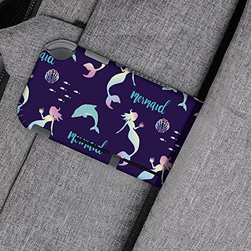 Holographic Mermaid with Dolphin Full Protective Skin Cover Design Wrap Decal Sticker Compatible with Switch and Switch Lite