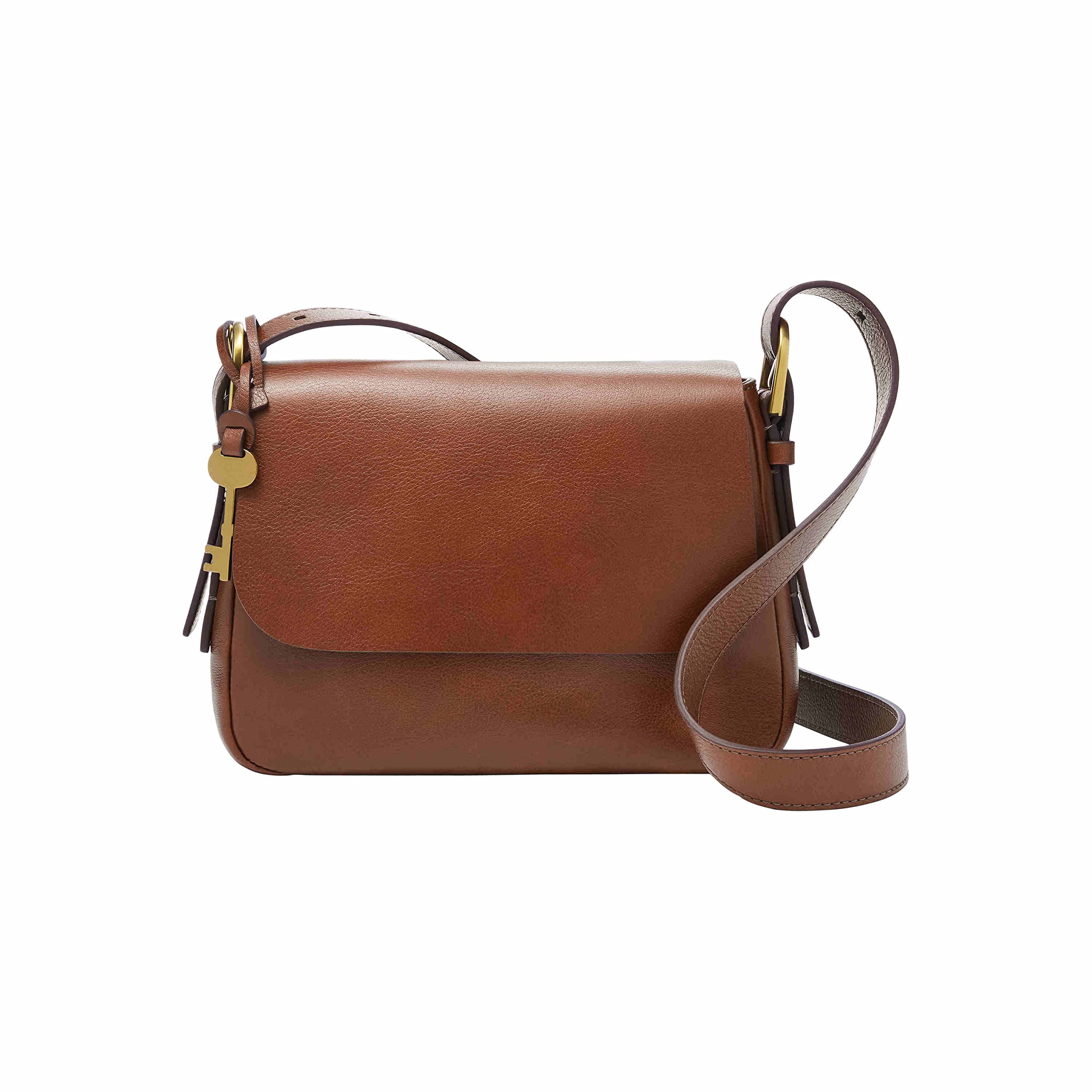 Fossil Women's Harper Eco-Leather Small Flap Crossbody Purse Handbag, Brown (Model: ZB1565200)