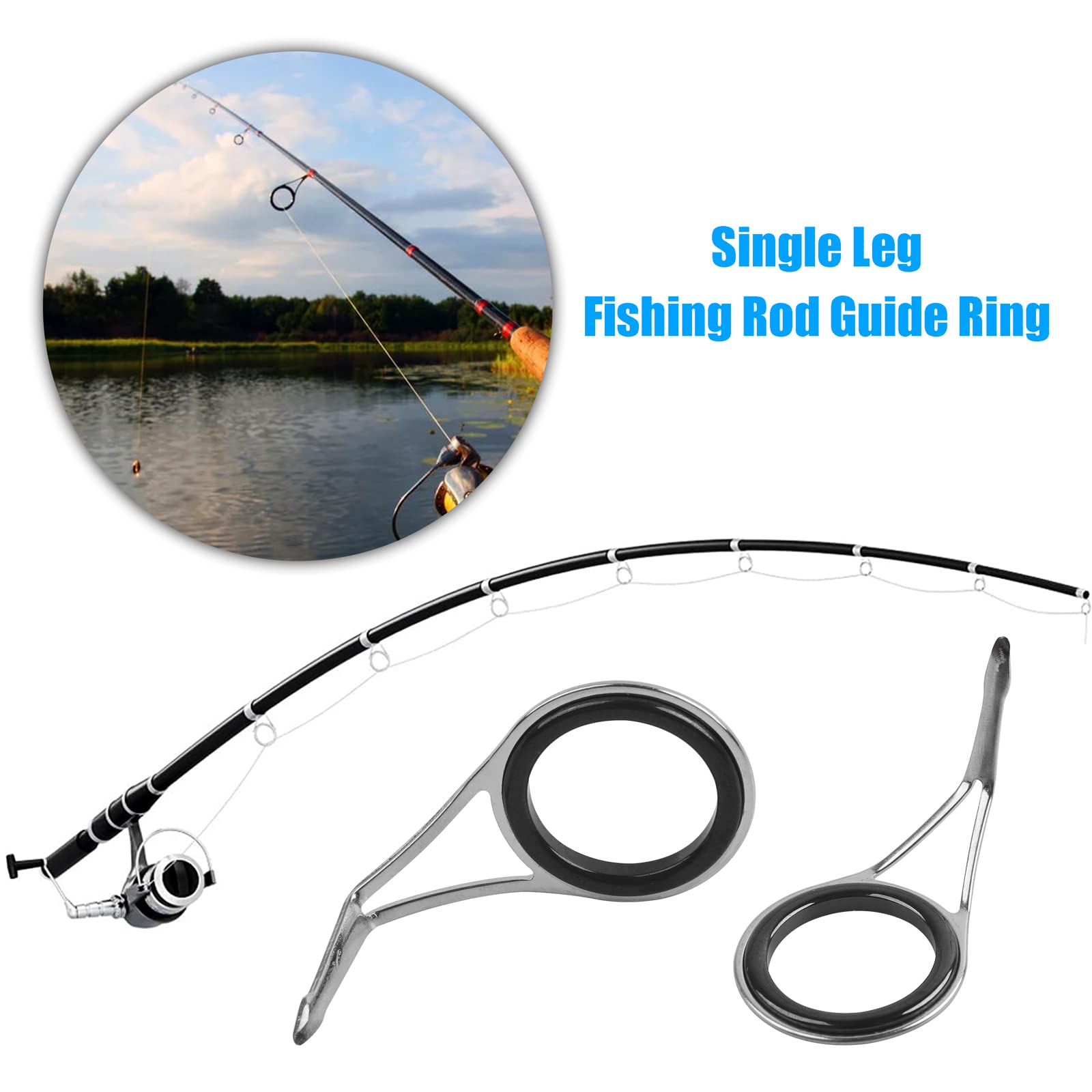 Fishing Rod Guide Tip Fishing Line Spinning Guide Eyes Rings Bait Casting Stainless Steel Rod Guide Tips Single Double Feet Pole Guide for Spinning Baitcasting Saltwater Freshwater Rod Poles