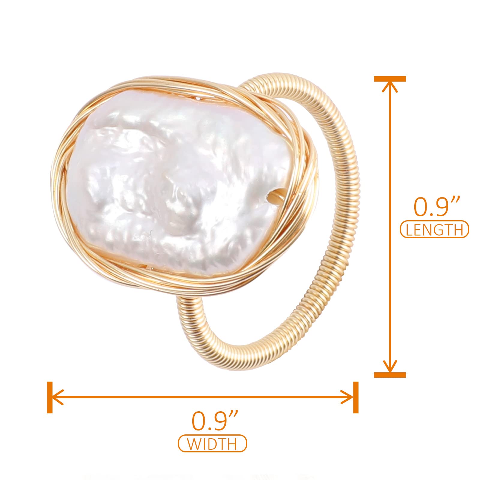 Fianco Adjustable Cultured Baroque Keshi Pearl Ring in 18kt Gold Over Sterling