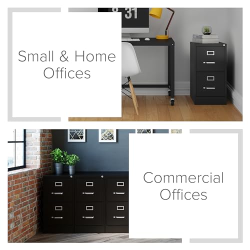 Hirsh Industries Vertical Letter File Cabinet, 2 Letter-Size File Drawers, Black, 15 x 22 x 28.37