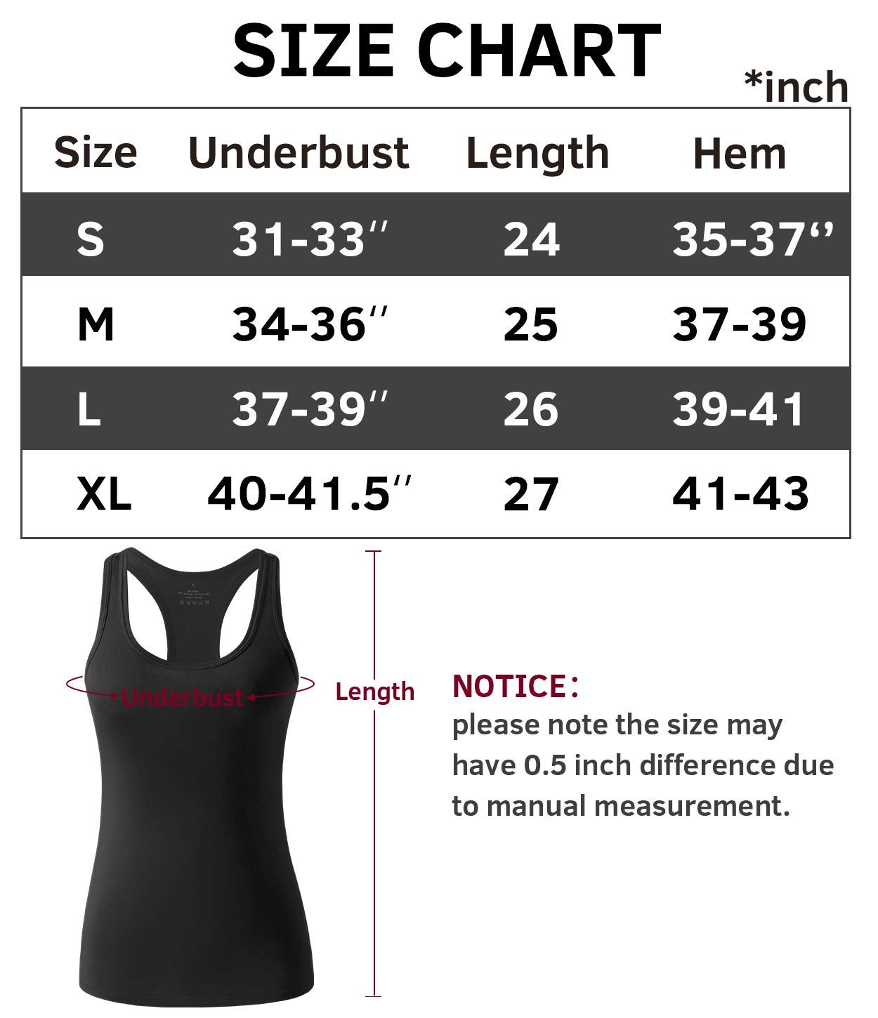 Femdouce Racerback Workout Tank top for Women Activewear Running top Yoga 4 Pack Black/White/Grey/Pink L