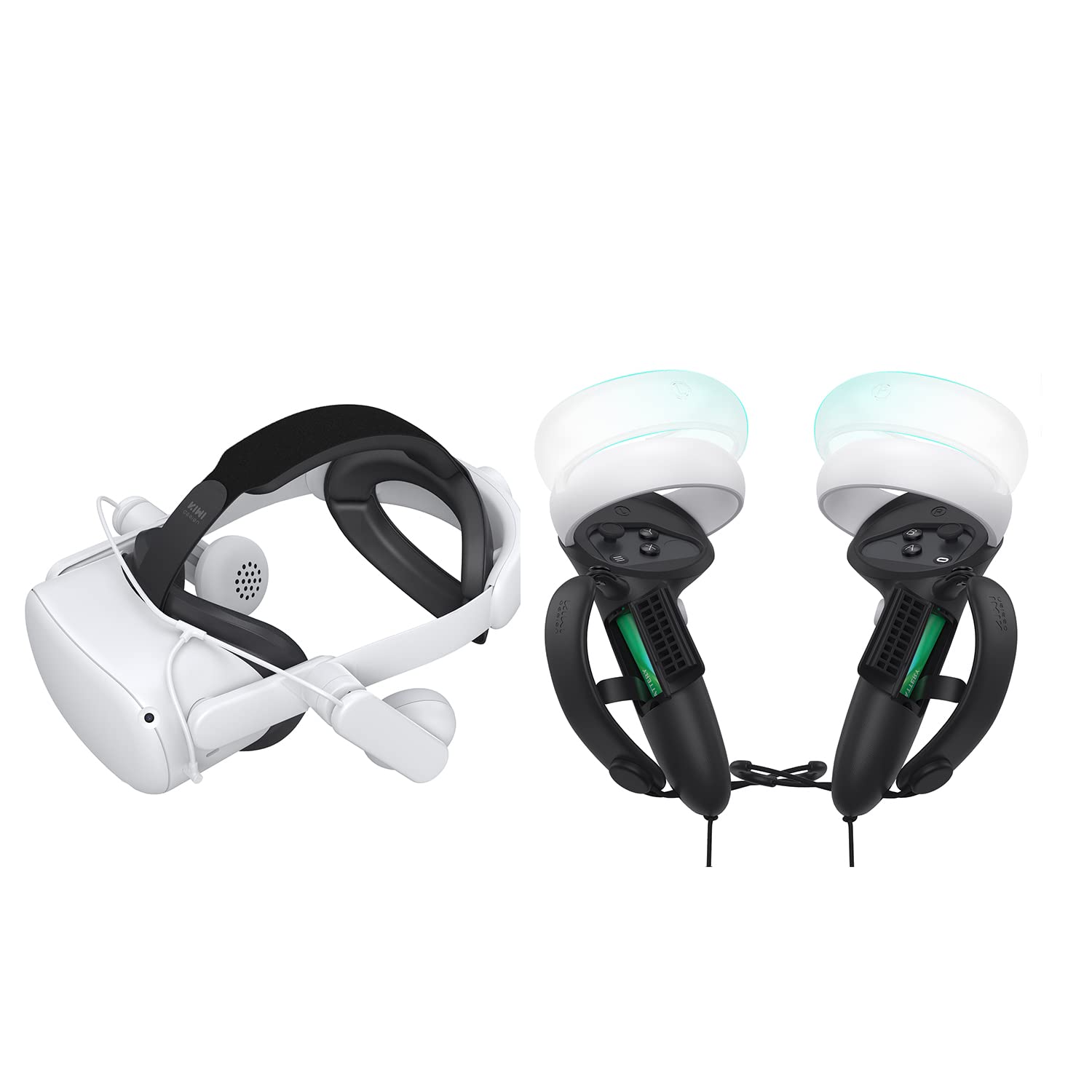 KIWI design Comfort On-Ear Audio Strap and Controller Grips Compatible with Quest 2 Accessories