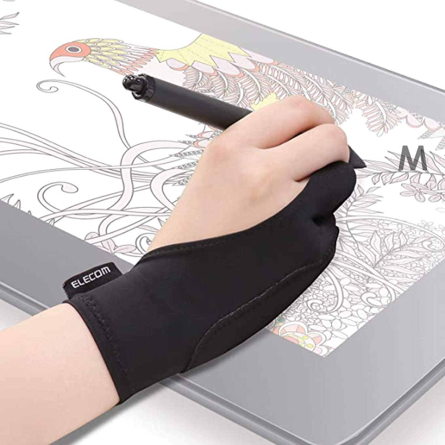 ELECOM Artist Gloves for Drawing Tablet for Left Hand or Right Hand with 2fingers 3.0inch -3.2inch TB-GV2M
