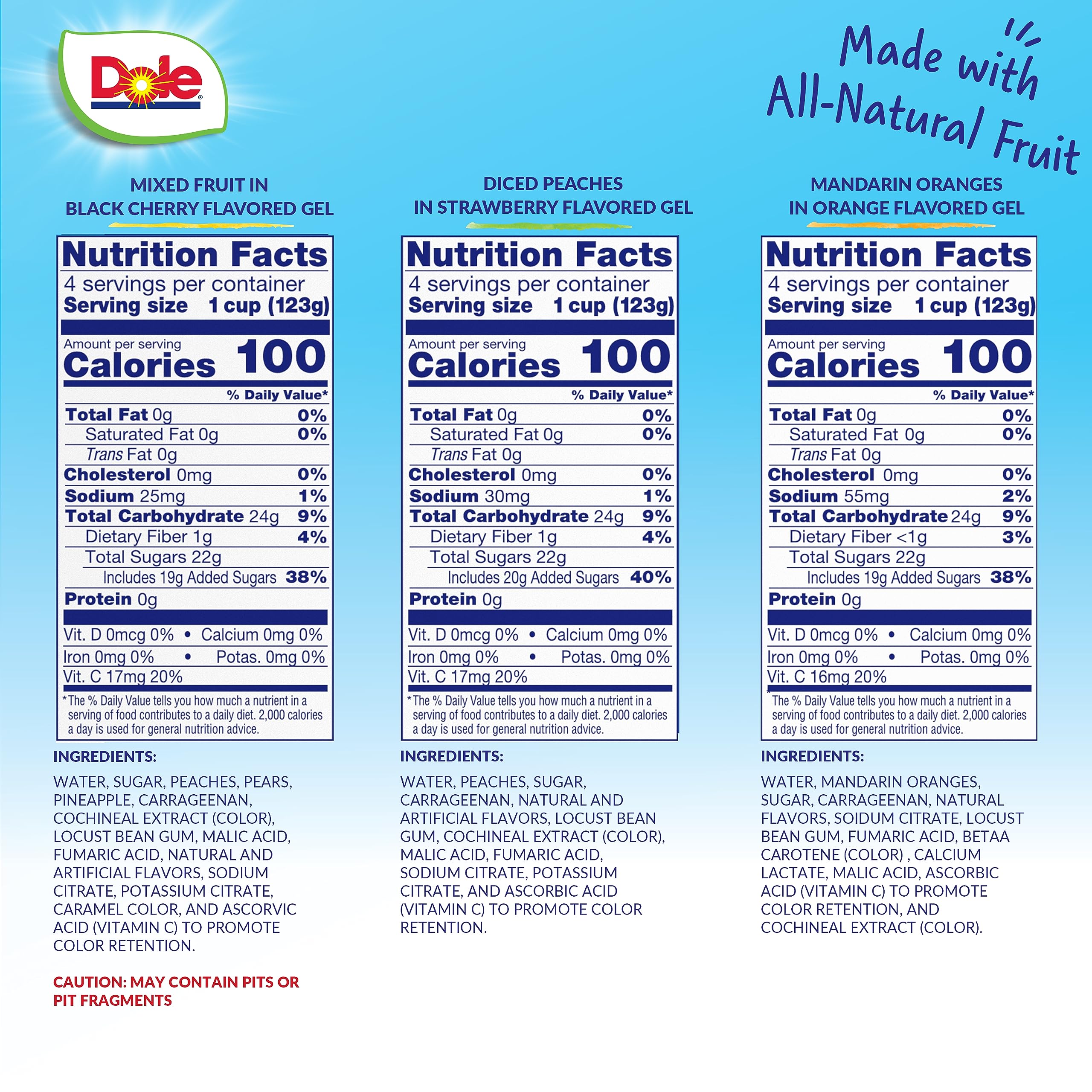 Dole Fruit Bowls In Gel Variety Pack Snacks, Peaches, Mixed Fruit, Mandarin Oranges, 4oz 12 Total Cups, Gluten & Dairy Free, Bulk Lunch Snacks for Kids & Adults