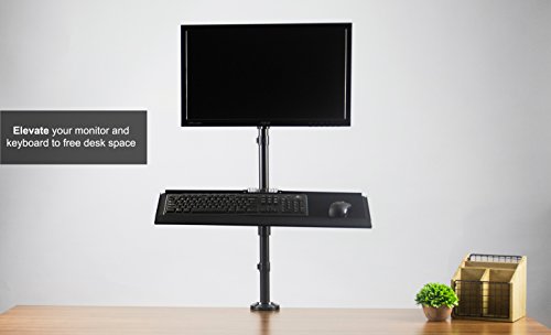 VIVO Sit-Stand Height Adjustable Pneumatic Spring Arm Keyboard Tray Desk Mount for 1 Screen up to 32 inches STAND-SIT1B