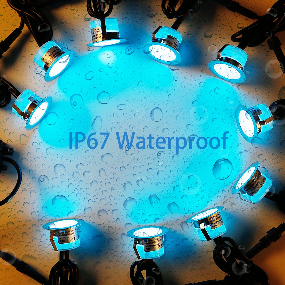 FVTLED WiFi Deck Lights Kit, 50pcs Low Voltage LED Step Lights Φ1.22 Waterproof Outdoor Recessed Stair LED Lights Work with Echo Alexa Google Home, RGB